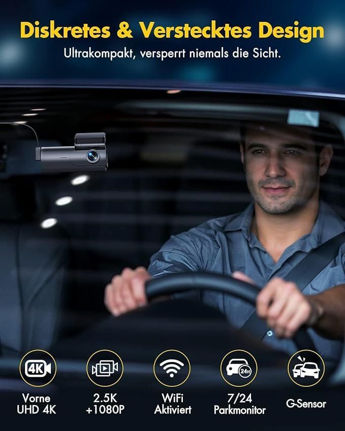 Dashcam Auto Vorne Hinten 4K/2.5K WiFi Nachtsicht 64GB SD (Neu und originalverpackt) in Herisau ...
