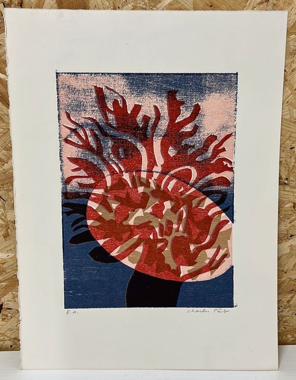 Holzschnitt Feuerbusch handsigniert Charles Trüb (ID b4153) (Gebraucht ...