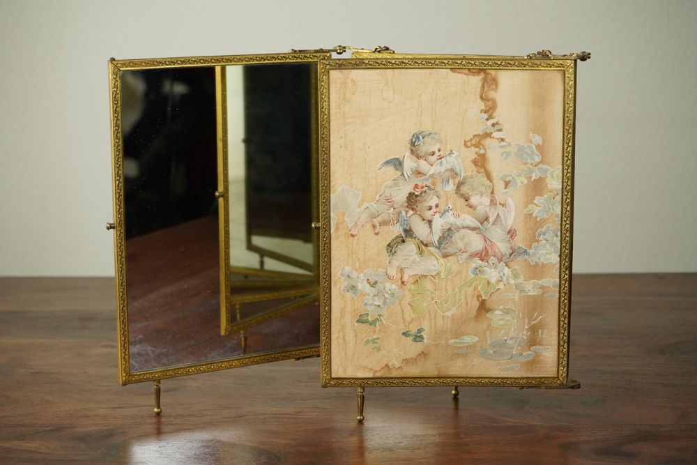 Alter Triptychon Spiegel Engel Miroir de Barbier Anges (Gebraucht) in ...