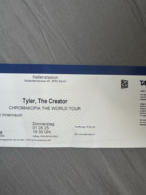 Tyler, The Creator Chromakopia Ticket Stehplatz (Neu und ...