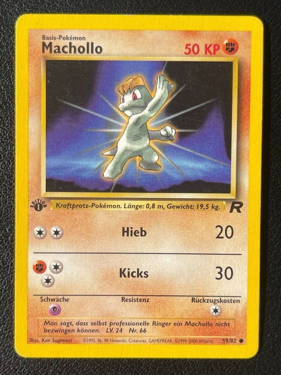 Machollo 59/82 1.Edition Pokémon Team Rocket (Neu (gemäss Beschreibung ...