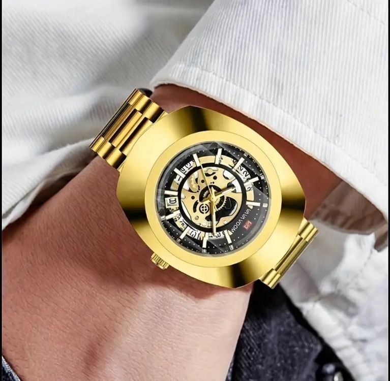 Luxusuhr mit Kalender und Datum, IPX7 wasserdicht,Skelettuhr (Neu und ...