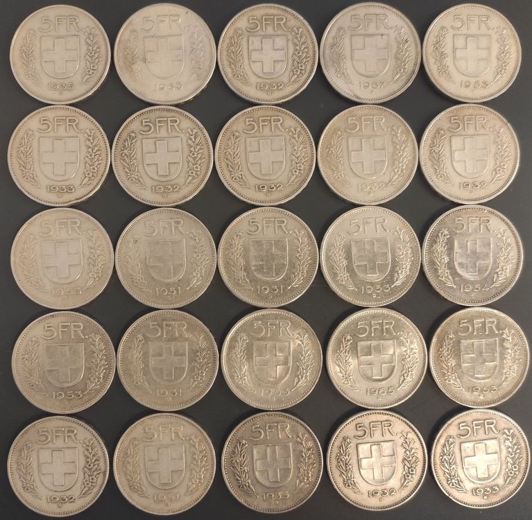 CH Silbergeld 5 Franken (25 Stk) (Gebraucht) in Müllheim für CHF 226 – mit Lieferung auf Ricardo ...
