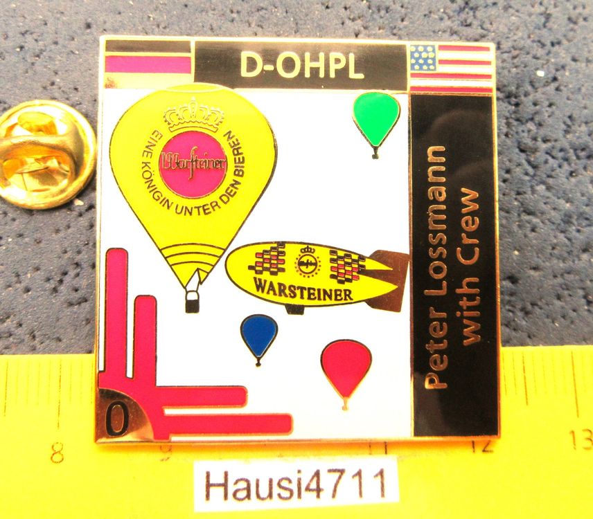 PIN ENAMEL 4X4CM WARSTEINER BIER BALLON+ZEPPELIN-TEAM D-OHPL (Gebraucht ...