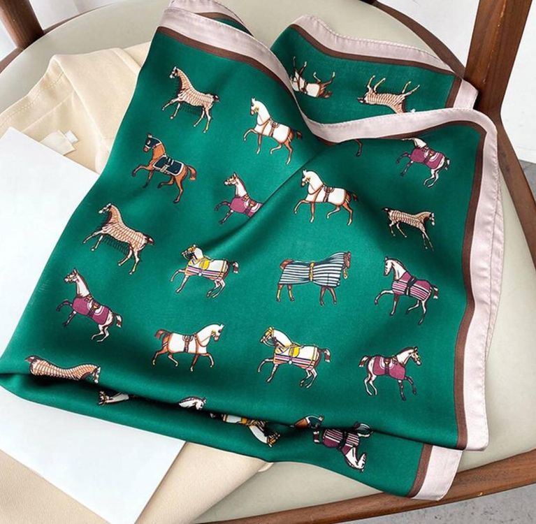 Foulard Smaragdgrün Pferde NEU | Kaufen auf Ricardo
