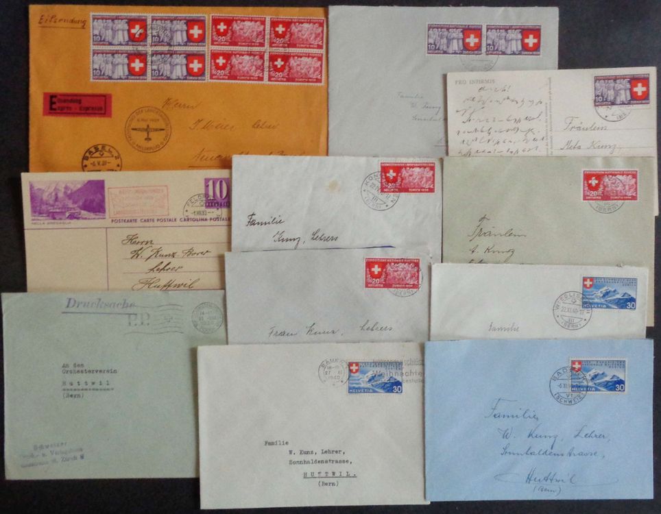 11 Belege mit Landi-Marken oder von der LANDI 1939 (Gebraucht) in Zürich für CHF 1.6 – mit ...