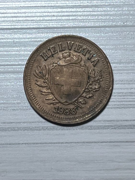 Diese antike 1-Rappen-Münze 1938 aus der Schweiz (Gebraucht) in ...