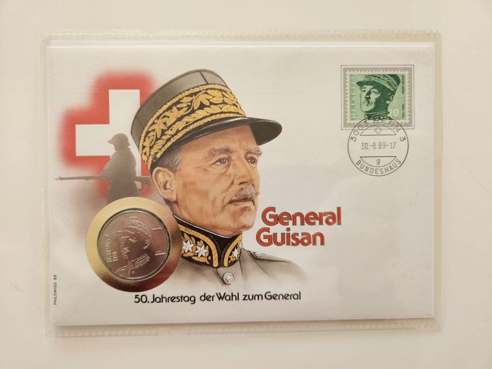Numisbrief Schweizer General Henri Guisan + CHF 5.00 (1989) (Neu (gemäss Beschreibung)) in ...