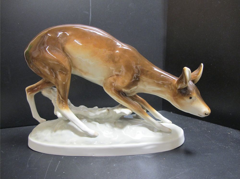 ROYAL DUX FIGUR "SCHEUES REH" GROSS, PORZELLAN BESTERZUSTAND (Gebraucht ...