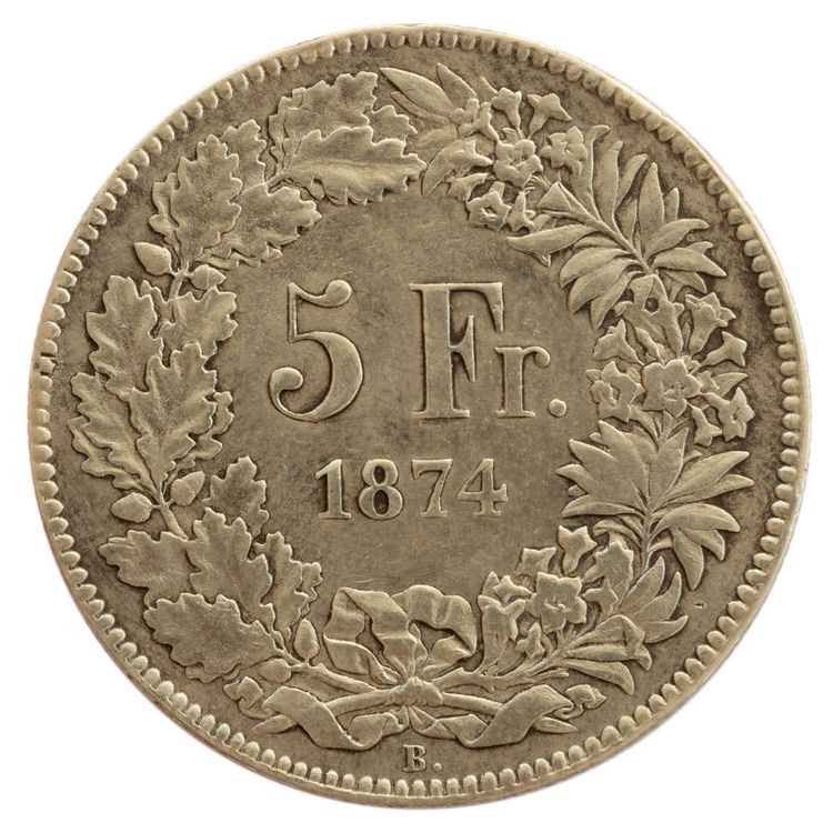 Schweiz / Suisse - 5 Franken - 1874 - B. (Gebraucht) in Rotkreuz für CHF 223 – mit Lieferung auf ...