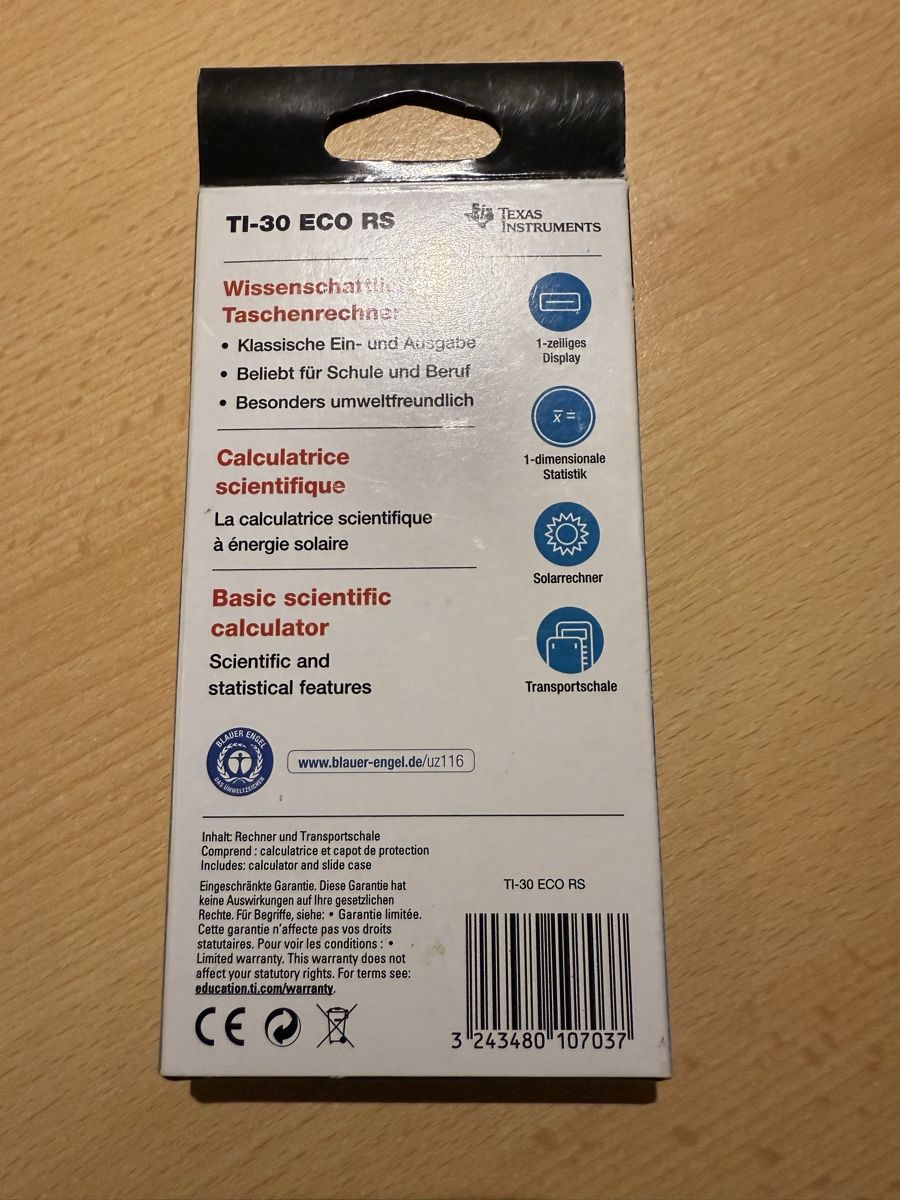 Texas Instruments TI-30 Eco RS Taschenrechner, neu (Neu und originalverpackt) in Betschwanden ...