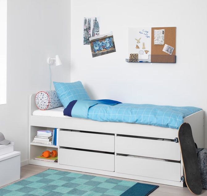 Ikea SLAKT Bettgestell weiss mit Stauraum 90x200 (Neu (gemäss ...