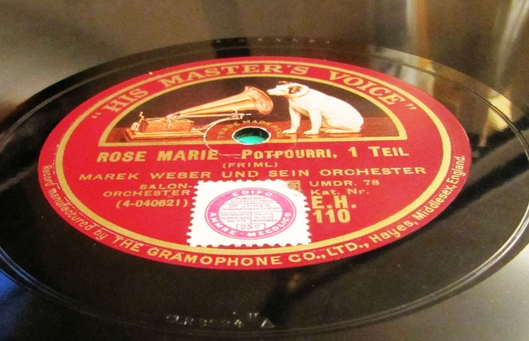 Rare 1920s Shellac Marek Weber & Sein Orchester "Rose Marie" (Gebraucht) in Genève für CHF 12.9 ...