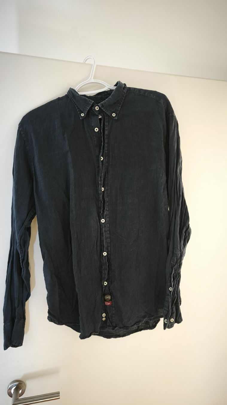 camicia a manica lunga Tipo's blu 100% Lino made in italy M (Usato) a ...