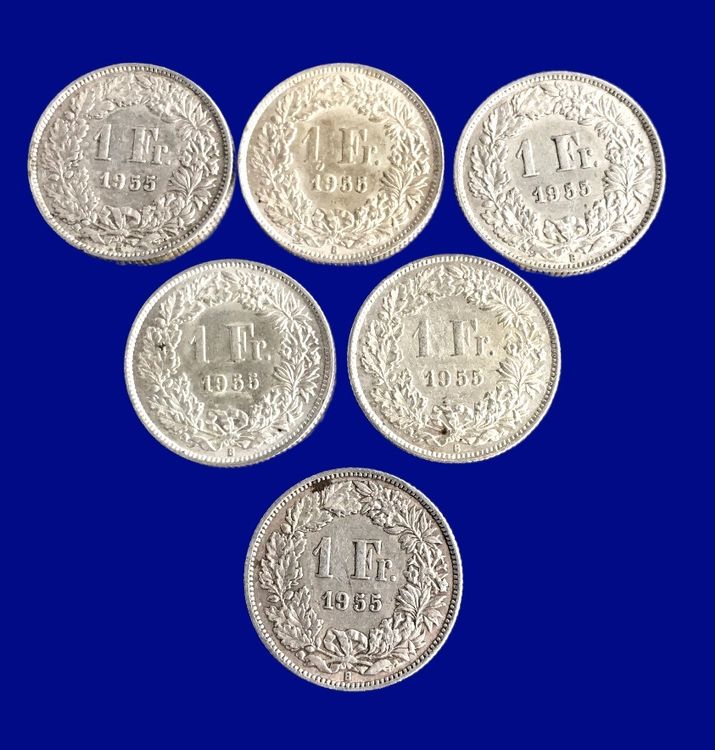 Schweiz Lot 6 Stück 1 Franken Silber Jahrgang 1955 | Kaufen auf Ricardo