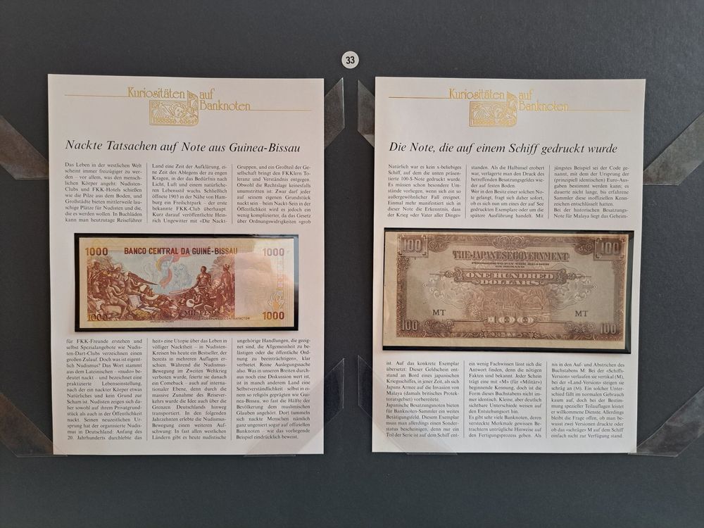 Numis - Briefe "Kuriositäten auf Banknoten" 2 Stück (Neu und ...