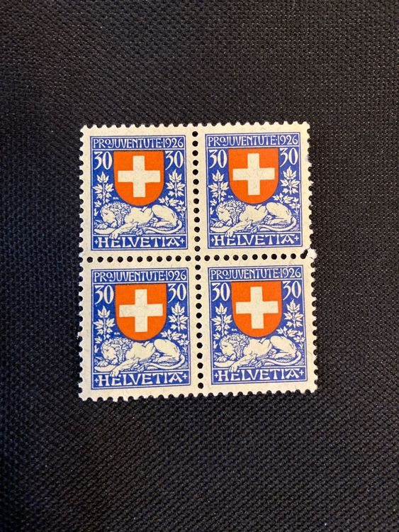 1926 Pro Juventute Nr 36 Viererblock Landeswappen Schweiz ** | Kaufen auf Ricardo