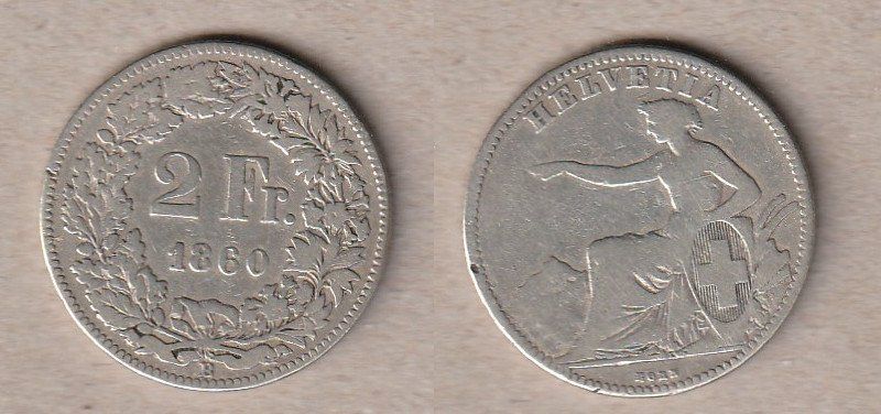 2 Franken 1860 --- sitzende Helvetia ---- | Kaufen auf Ricardo