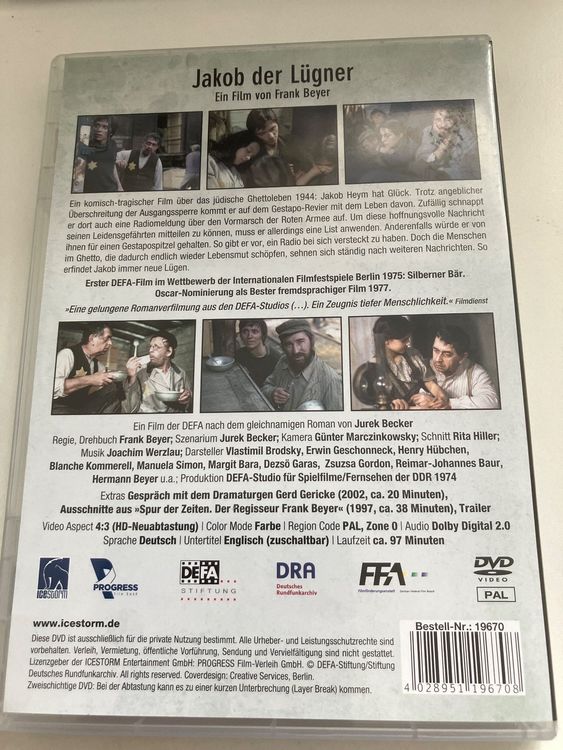 Jakob der Lügner (Dvd) Erwin Geschonneck, Mueller-Stahl (Gebraucht) in ...