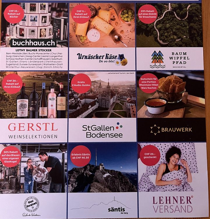 9 Gutscheine, Säntis, Lehner Versand, Baumwipfelpfad, Käse (Neu (gemäss Beschreibung)) in ...