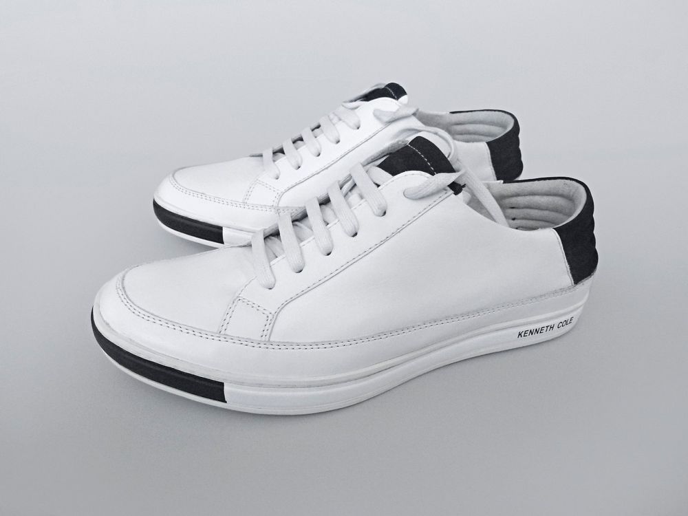 Kenneth Cole NEU, Leder Sneaker weiss Gr. 41.5 (NP 180.-) (Neu (gemäss ...