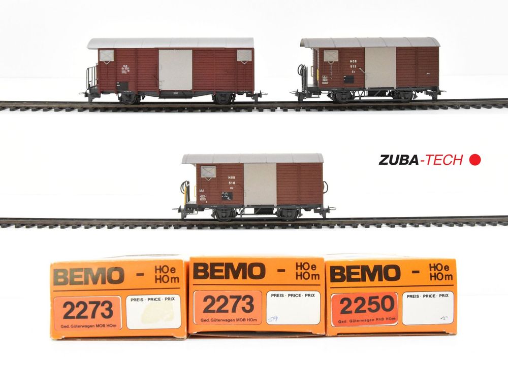 Bemo 3x Güterwagen der RhB/MOB, H0m GS mit OVP | Kaufen auf Ricardo