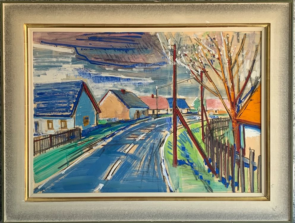 1957 grosses Gemälde Strassenszene | Kaufen auf Ricardo 1957 grosses Gemälde Strassenszene | Kaufen auf Ricardo