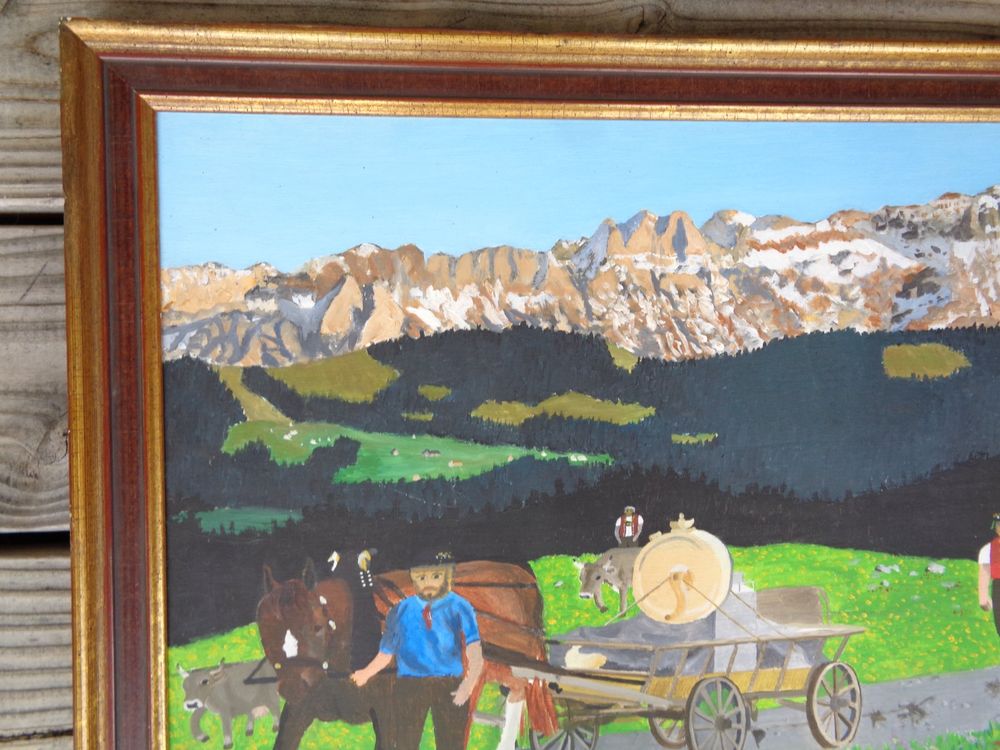 APPENZELLER ALPAUFZUG MIT SÄNTIS BAUERNMALEREI NAIVE MALEREI (Gebraucht) in Henggart für CHF 260 ...