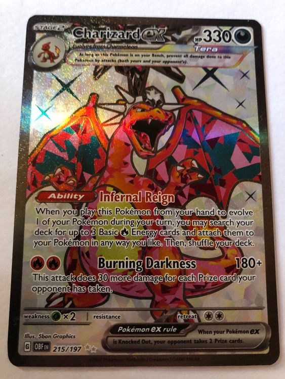 Obsidian Flames Pokemon Charizard Ex 215/197 Ultra Rare Full Art Card ...