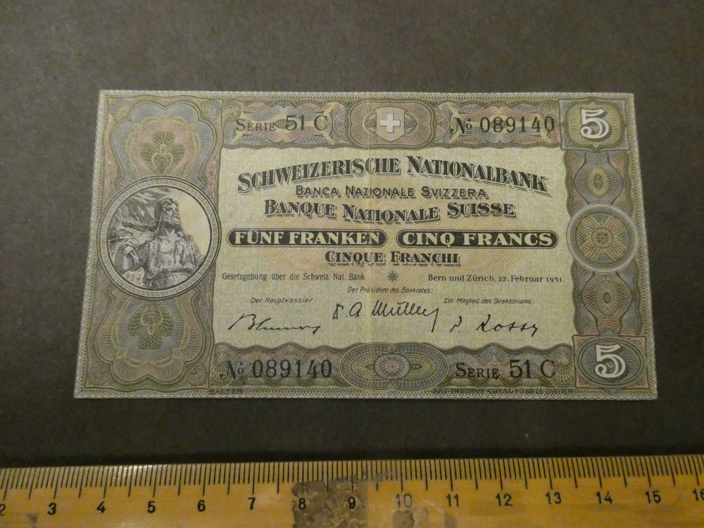 Schweiz 1951, 5 Franken (Gebraucht) in Hinterforst für CHF 3 – mit Lieferung auf Ricardo kaufen