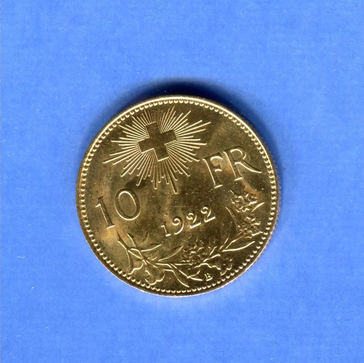 (308)10 Franken 1922 Vreneli Stgl Gold (Gebraucht) in Rüthi (Rheintal) für CHF 207 – mit ...