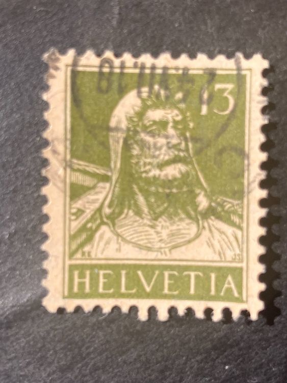 Schweiz 1918 Tell 13 Rp. Vollstempel CHUR 24.VII.18 (Gebraucht) in Liestal für CHF 1 – mit ...