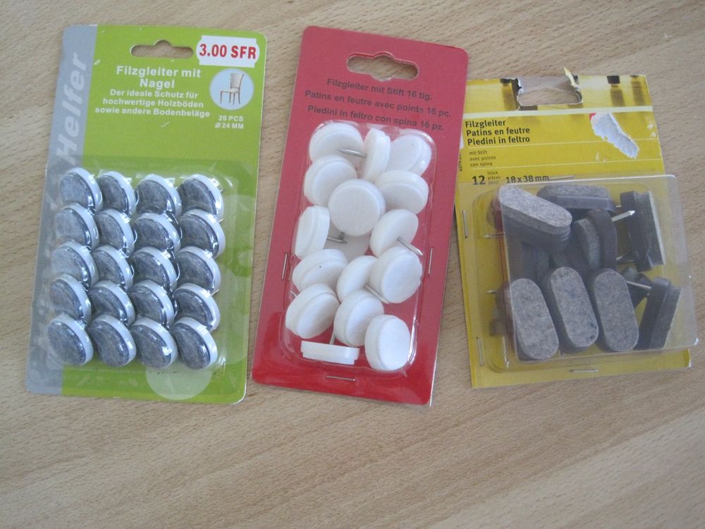 versch. Filzgleiter mit Nagel (Neu und originalverpackt) in Schachen LU für CHF 3 – mit ...
