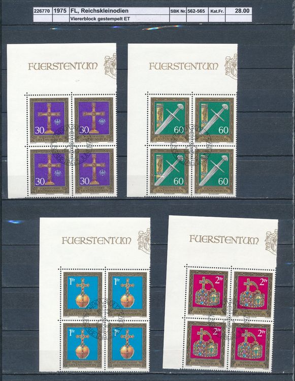 1975 Liechtenstein, Reichskleinodien - Viererblock | Kaufen auf Ricardo