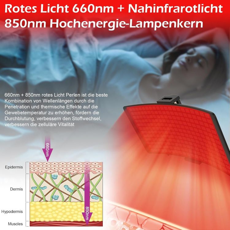 660 nm und 850 nm rotes LED-Licht rotlichtlampe therapie (Neu (gemäss ...