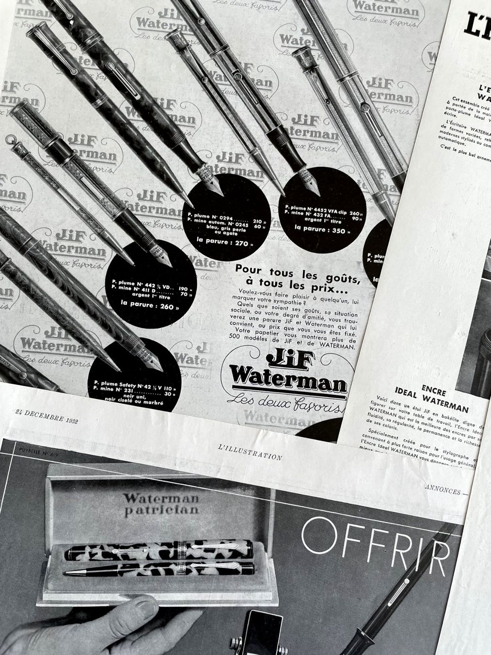 Jif Waterman - 4 alte Werbungen / Publicités 1930/33 (Gebraucht) in ...