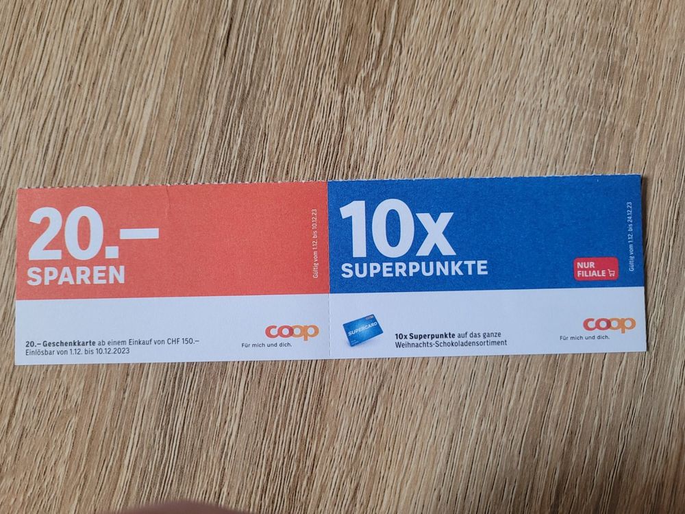 COOP HAMMER BON SET FÜR DEZ.2023 20,- !!! PLUS 10SP SCHOGGI (Neu ...