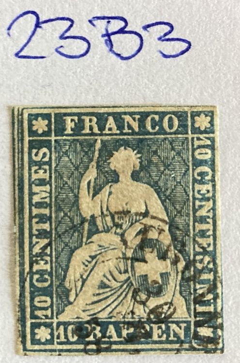 1856, Strubel 23B3 (23C), geprüft, SBK 60 Fr. (Gebraucht) in Flawil für CHF 7.5 – mit Lieferung ...