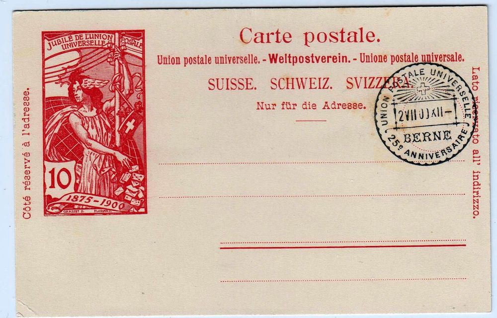 1900: UPU-Ganzsache - unadressiert-ET-Sonder-Stp. "2 VII 00" (Gebraucht) in Luzern für CHF 55 ...