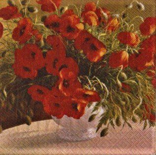 2 Servietten Mohnblumen im Topf | Kaufen auf Ricardo