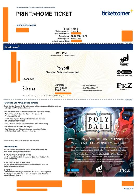 2x Polyball Tickets 2024 (Neu und originalverpackt) in Küsnacht ZH für CHF 254.9 – mit Lieferung ...