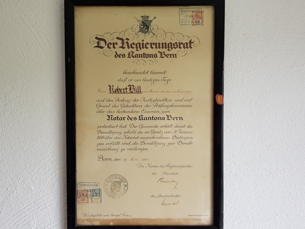 Berne antique 1932 diplôme de notaire avec timbres anciens (Gebraucht ...