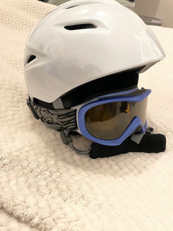 CRIVIT Kinderskihelm XS-S weiss mit UVEX Skibrille blau | Kaufen auf Ricardo