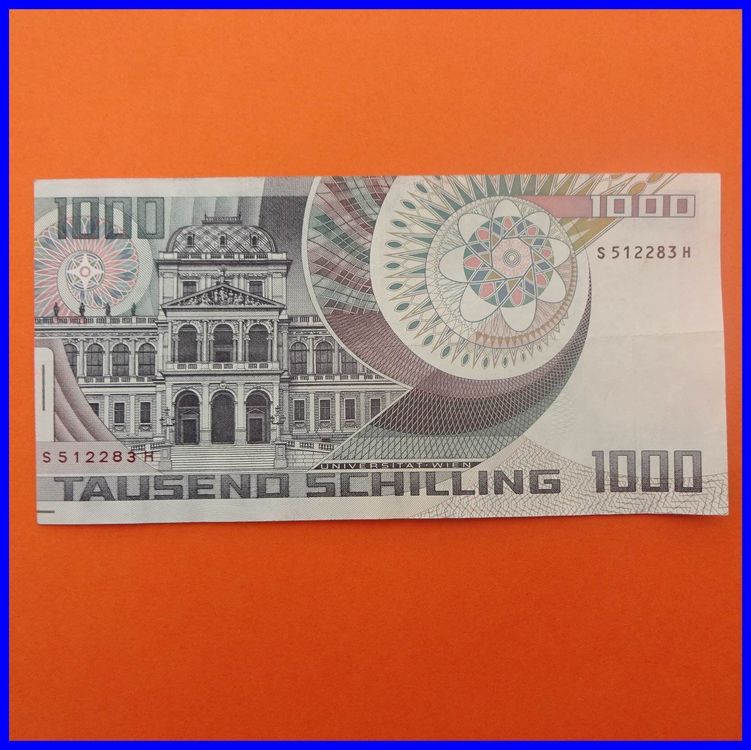 BANKNOTE Österreich - 1000 Schilling von 1983 (Schrödinger) (Gebraucht ...