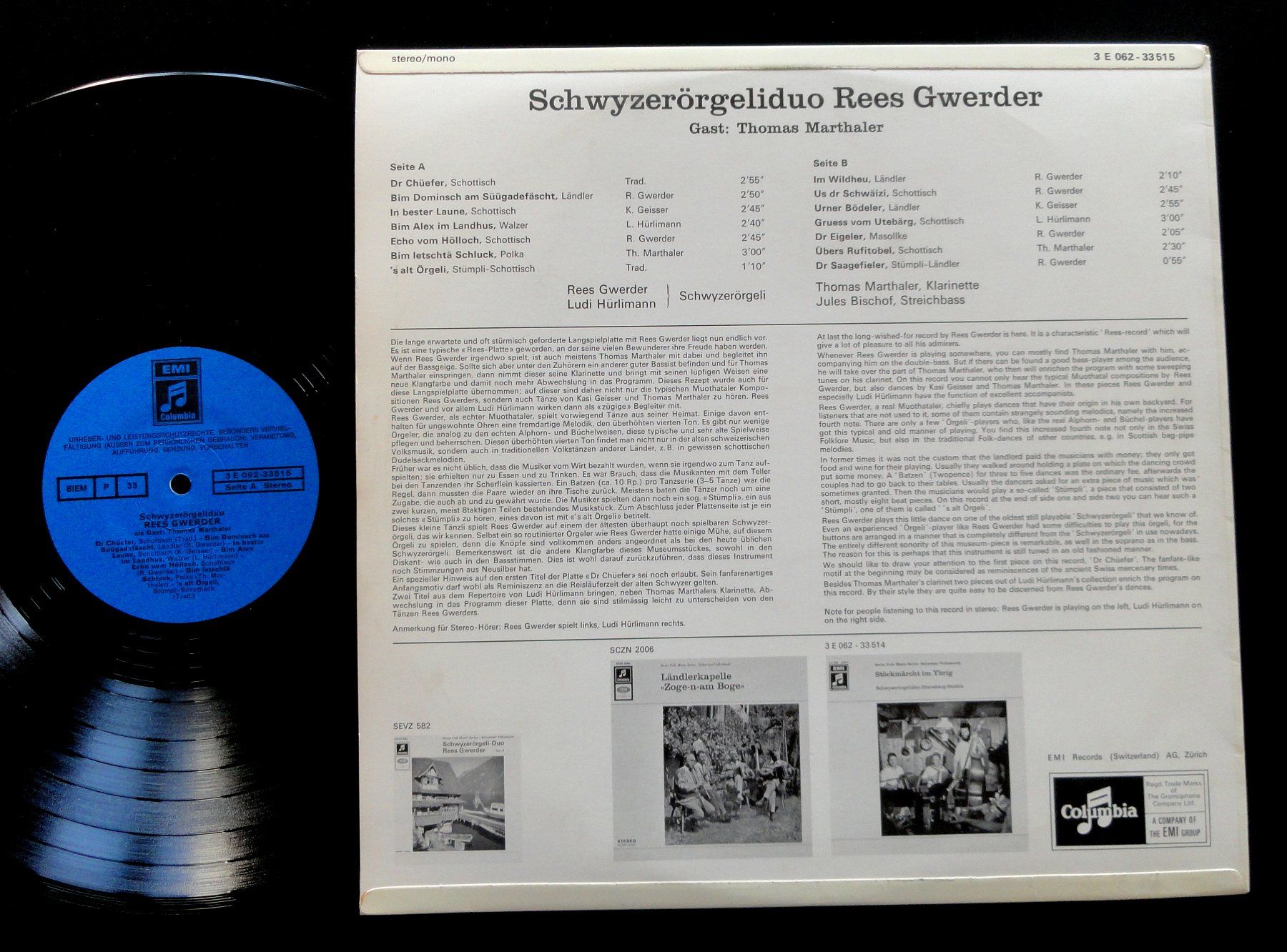 LP SCHWYZERÖRGELIDUO REES GWERDER 1969 SWISS FOLKLORE (Gebraucht) in ...