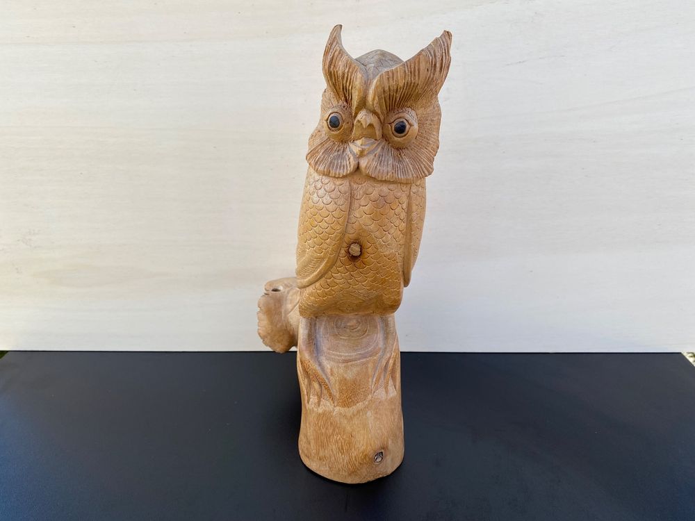 schöne geschnitzte Eule aus Holz | Kaufen auf Ricardo