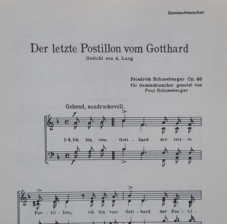 Der letzte Postillon vom Gotthard (Notenblatt) (Gebraucht) in Bern für ...