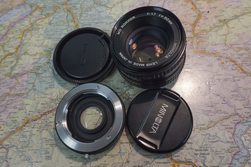 Minolta MD Rokkor 50mm f1.7 mit adapter MD/MA (Gebraucht) in Ipsach für CHF 35 – mit Lieferung ...