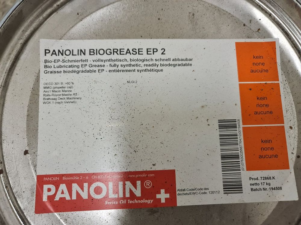 99. Panolin Biogrease EP2 Bio Schmierfett 17kg ab 1.- (Gebraucht) in ...