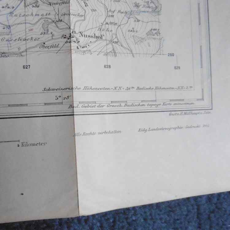 Topo-Karte,1925,Kaiseraugst-Nusshof-Liestal-Magden-Arisdorf | Kaufen ...